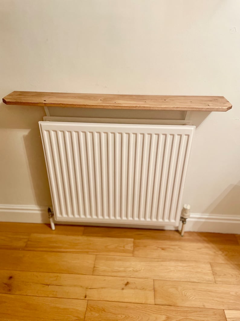 Wooden Radiator Shelf| No Drill Rustic Wooden Shelf | Floating Shelf ...