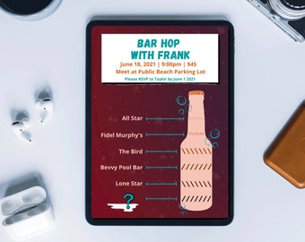 Birthday Bar Crawl Template - Etsy