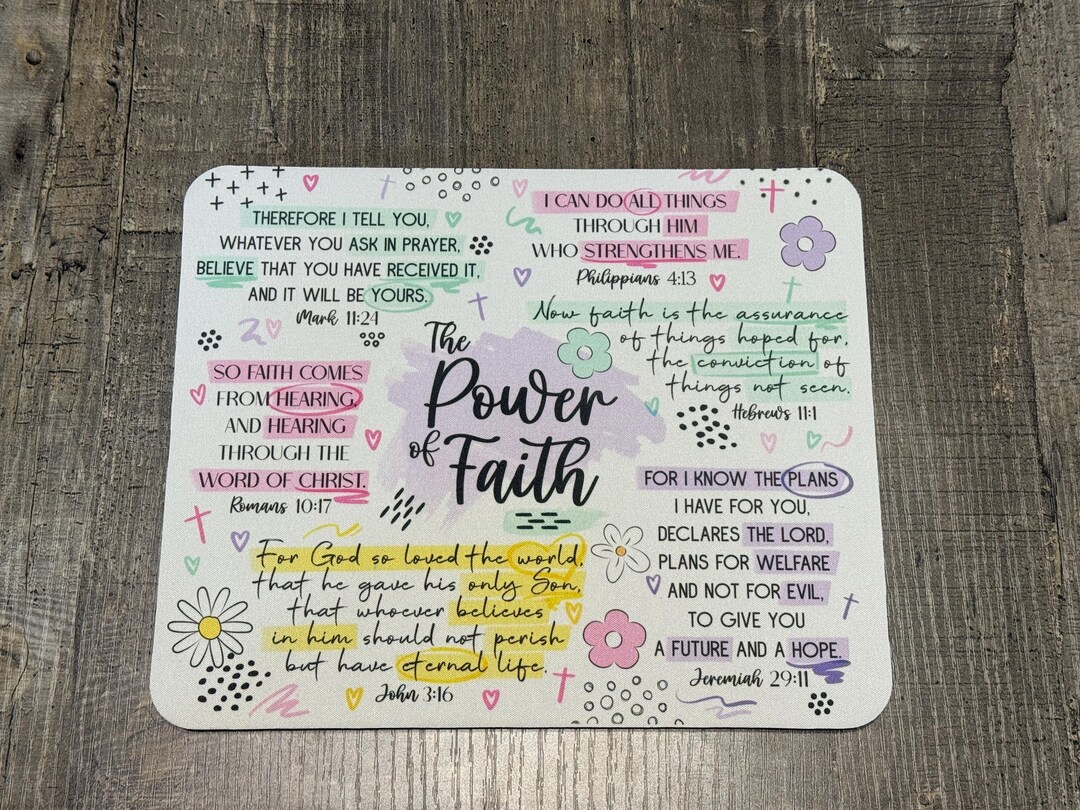 Power of Faith Mouse Pad – Bible Verse Desk Mat With Inspirational ...