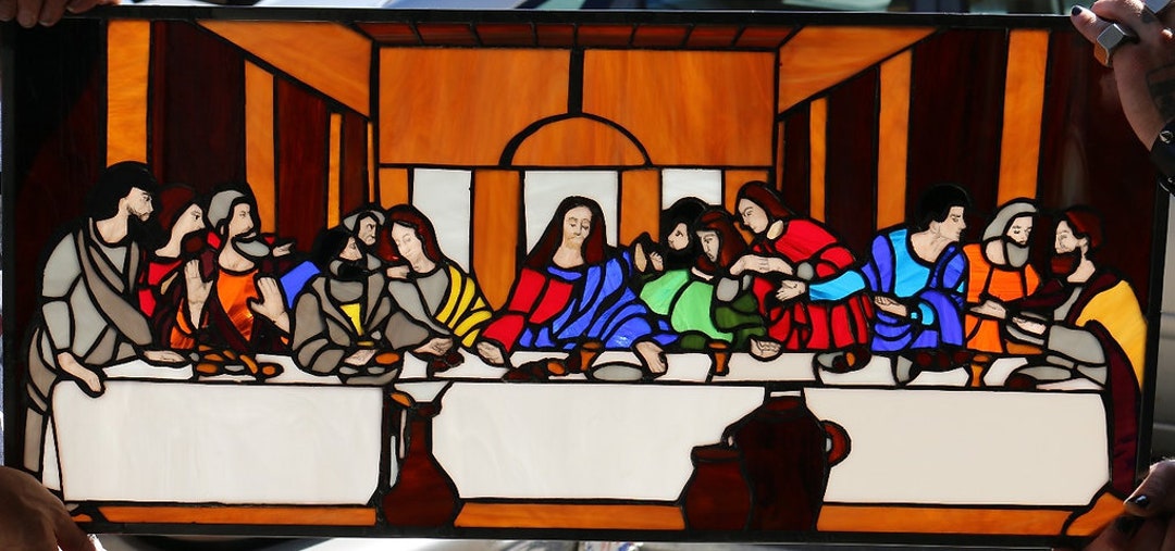 Last Supper Stained Glass Panel, 16 X 34 Inches - Etsy