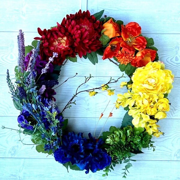 Rainbow Wreath - Etsy