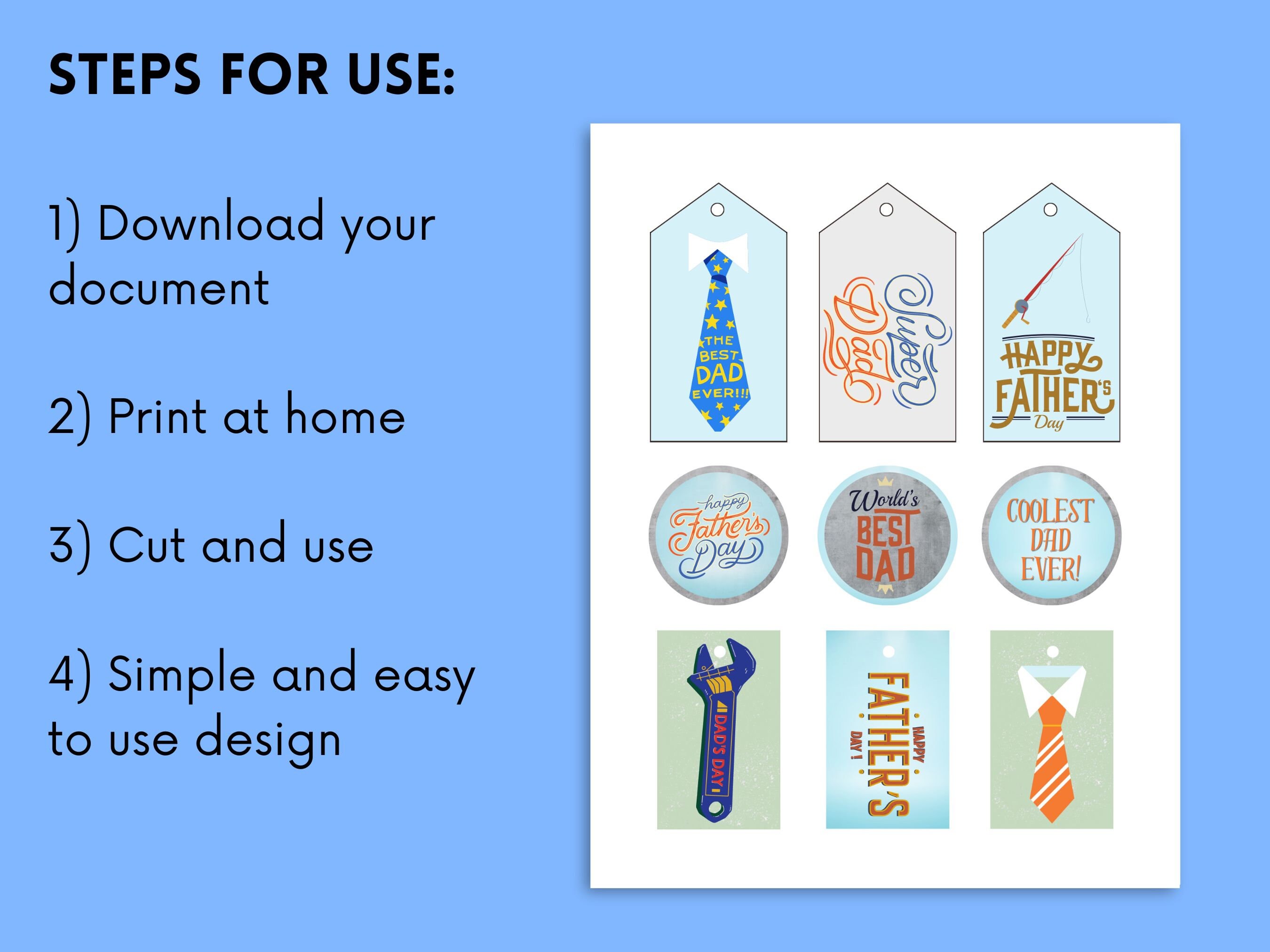 Father's Day Gift Tags Download Print at Home - Etsy