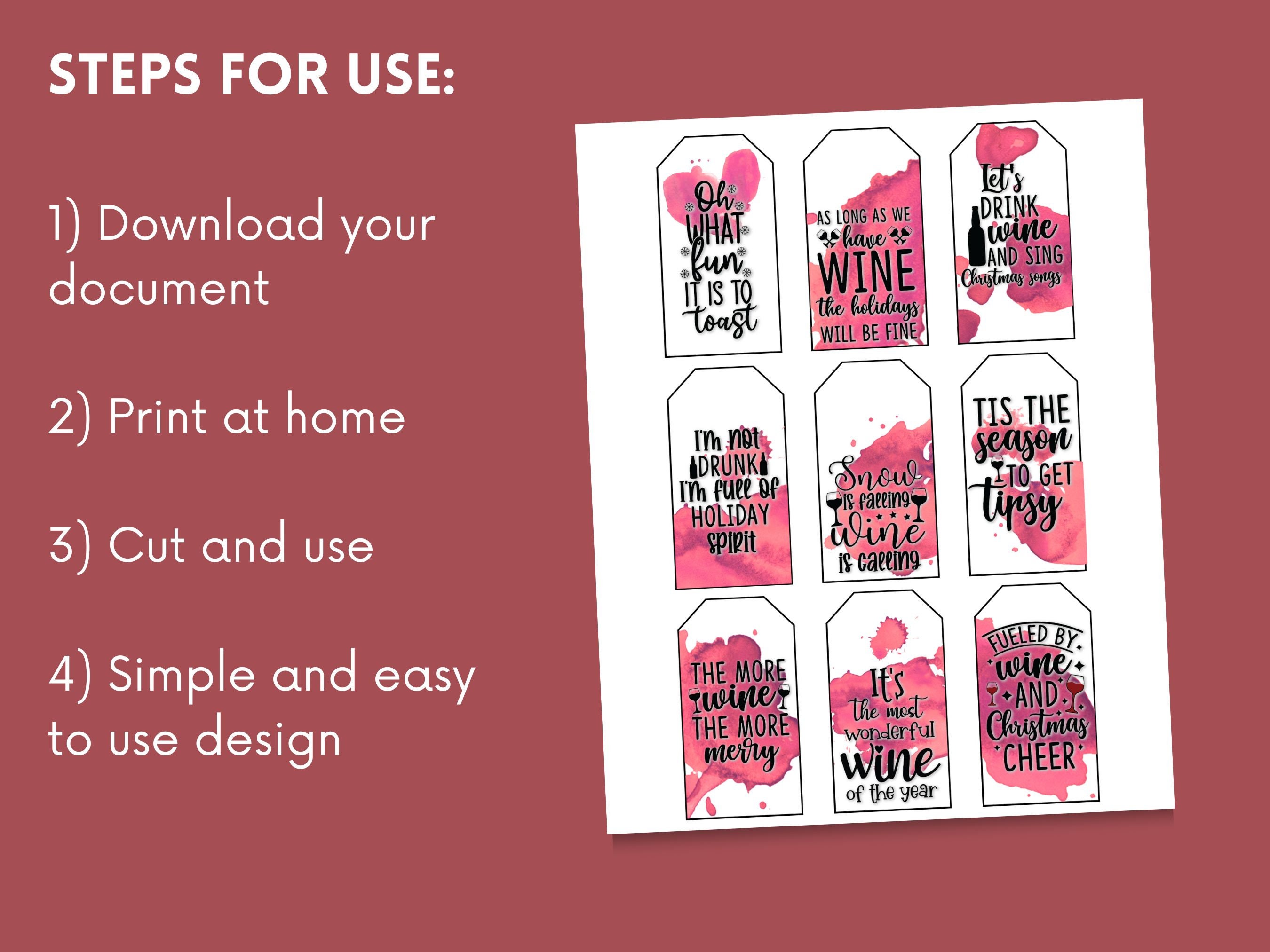 Printable Wine Themed Christmas Gift Tags - Etsy