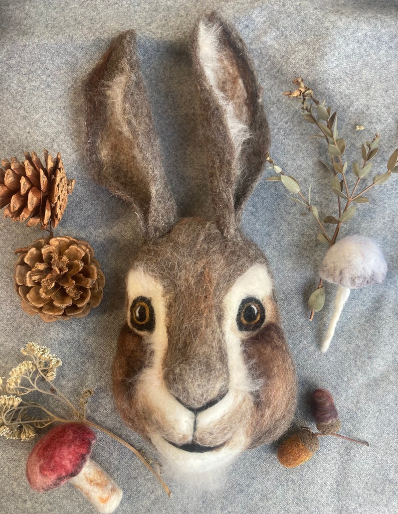 Felted Woodland Animal Head Wall Decor: Handmade Wool Nursery Art - Etsy