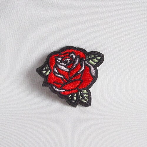 White Rose Badge Iron on Patches Jacket Patch Floral Patches - Etsy