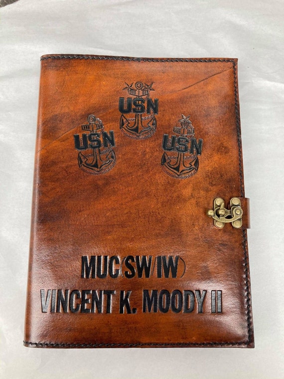 Custom Personalized Navy Chief Charge Book Leather Green Book | Etsy