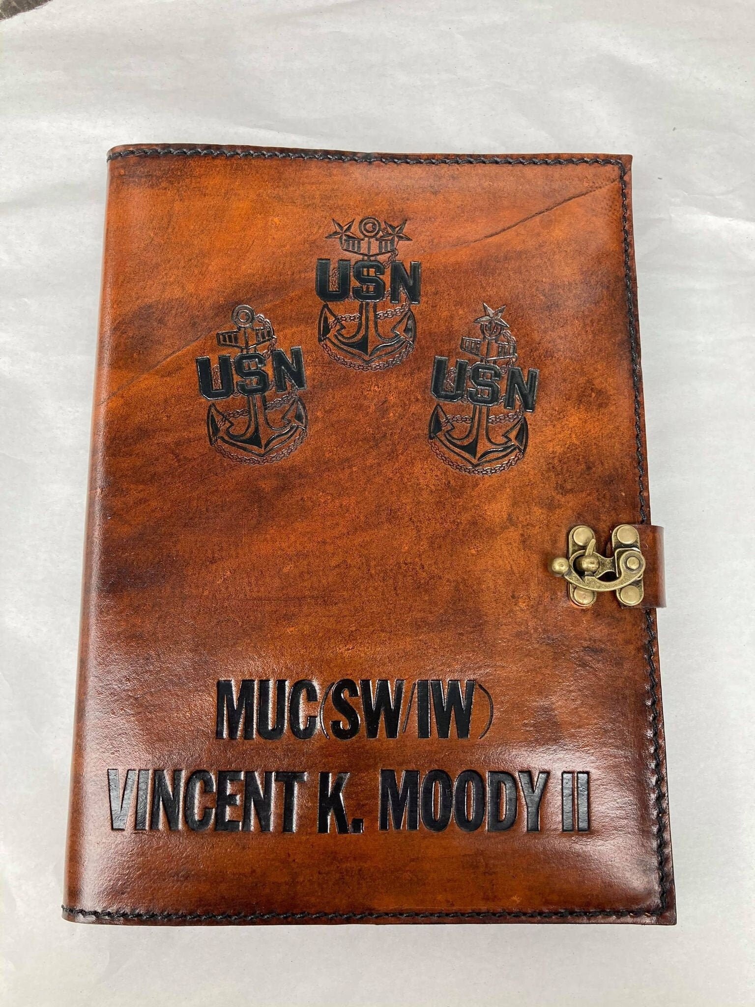 Custom Personalized Navy Chief Charge Book Leather Green Book | Etsy