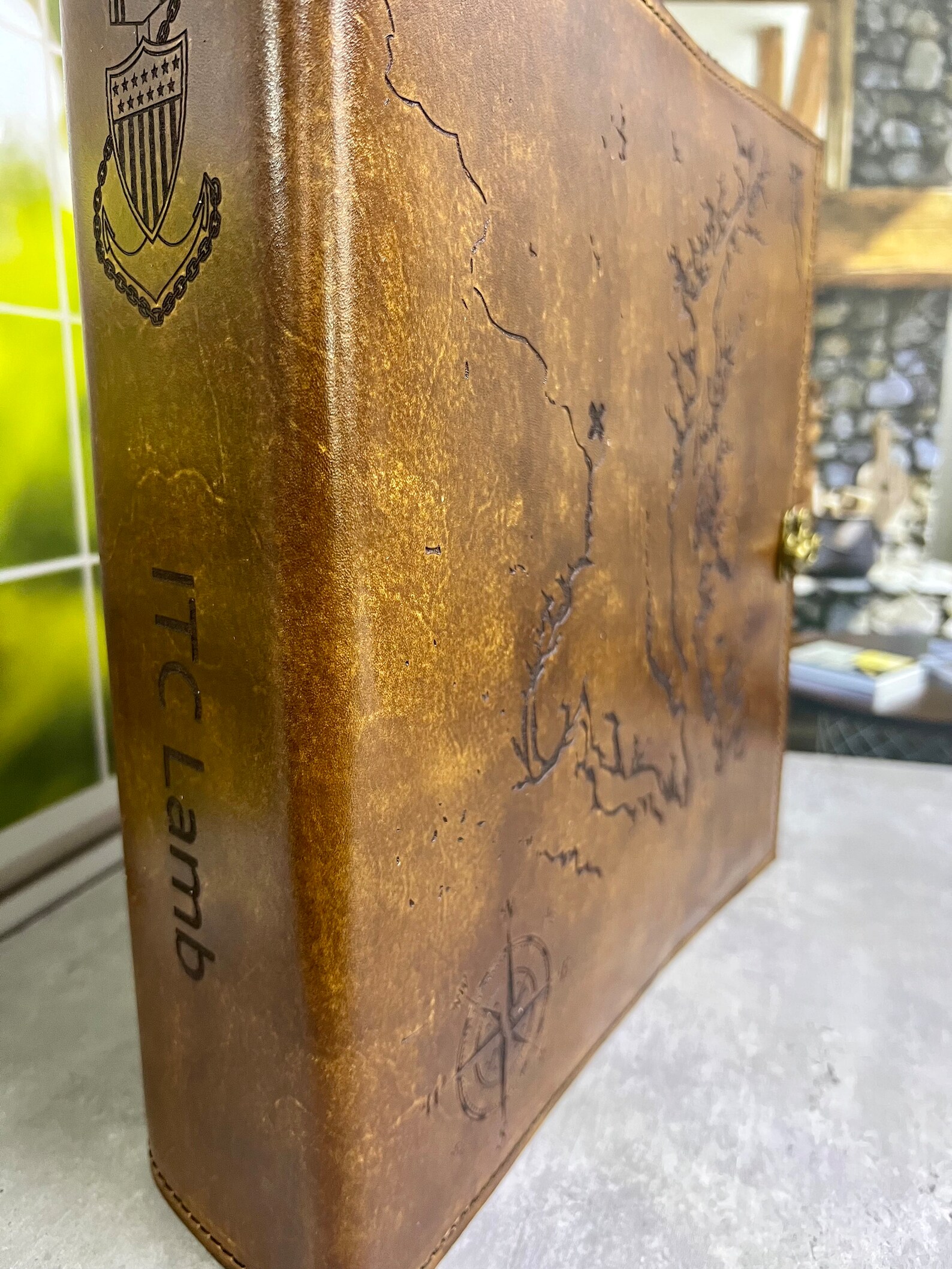 Personalized Leather Chief Charge Book, Map Carved Binder - Etsy