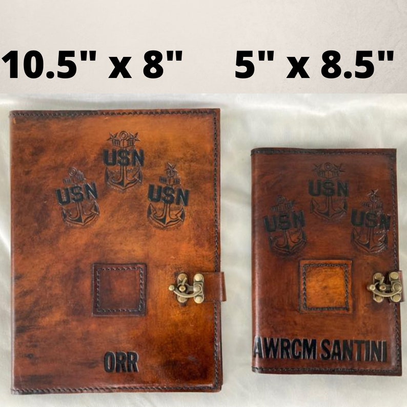 Single Anchor Navy Chief Charge Book Leather Journal Cover - Etsy