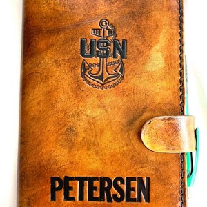 Single Anchor Navy Chief Charge Book Leather Journal Cover - Etsy