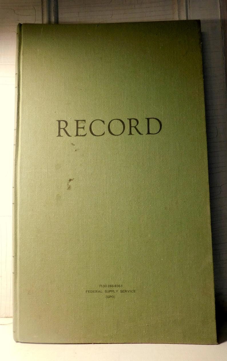 8.5"x14" REPLACEMENT Green Record Book - Military Green Record Book ...