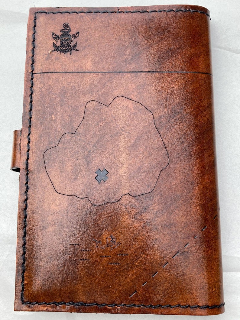 Pirate Map, Leather Military Book Cover, Leather Journal Cover ...