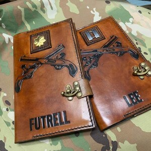 Military Police Cross Pistols, Leather Book Cover, Personalized Police ...