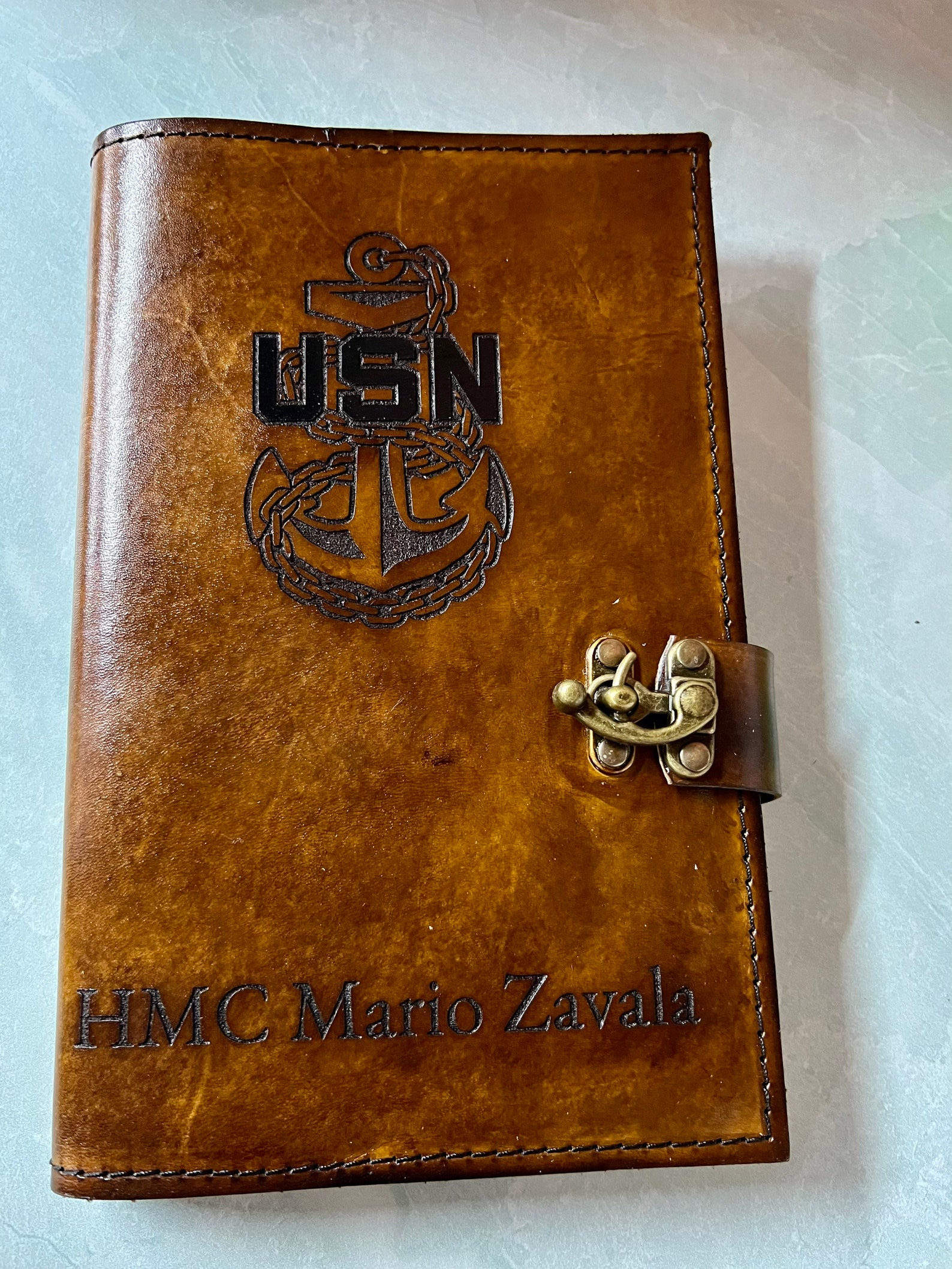 Single Anchor Navy Chief Charge Book Leather Journal Cover - Etsy