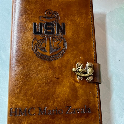 Single Anchor Navy Chief Charge Book Leather Journal Cover - Etsy
