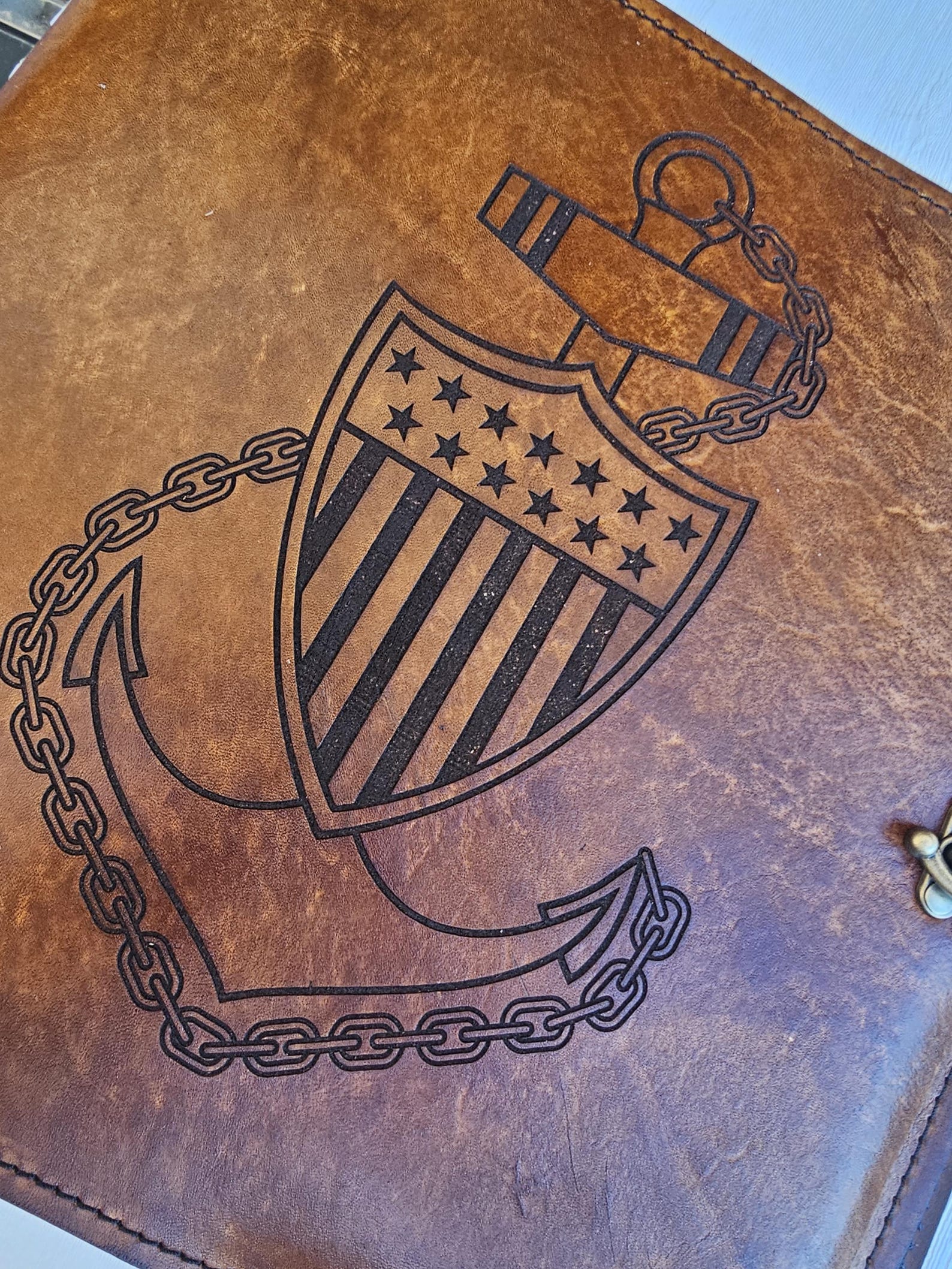 Personalized Leather USCG Chief Charge Book, Anchor Design, 3 Ring ...