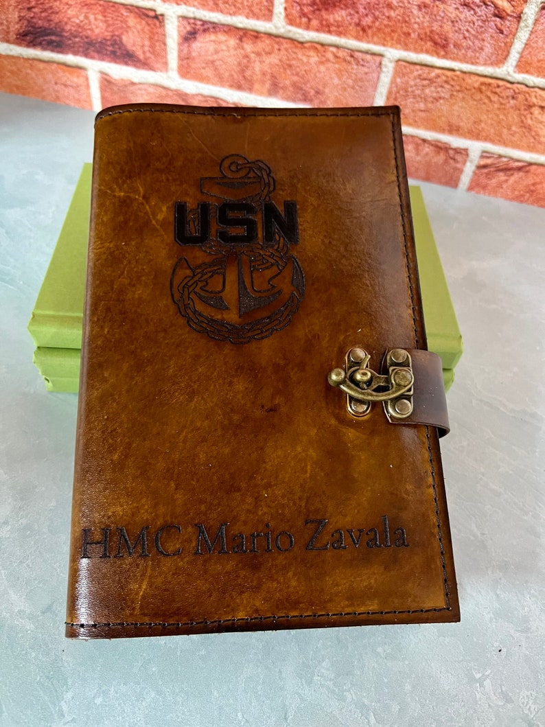 Single Anchor Navy Chief Charge Book Leather Journal Cover - Etsy