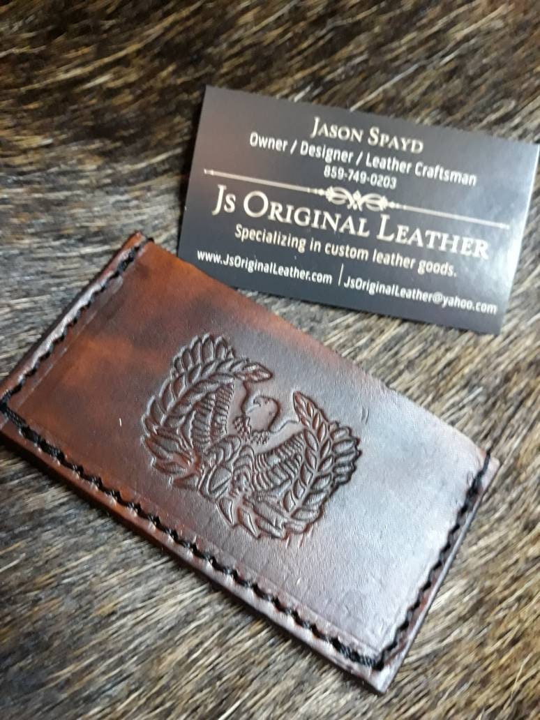 Warrant Officer Eagle Leather Card Wallet, Military Retirement Gift - Etsy