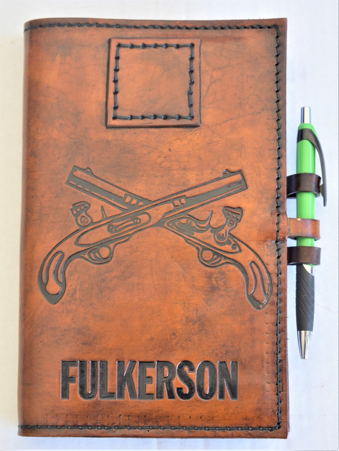 Military Police Cross Pistols, Leather Book Cover, Personalized Police ...