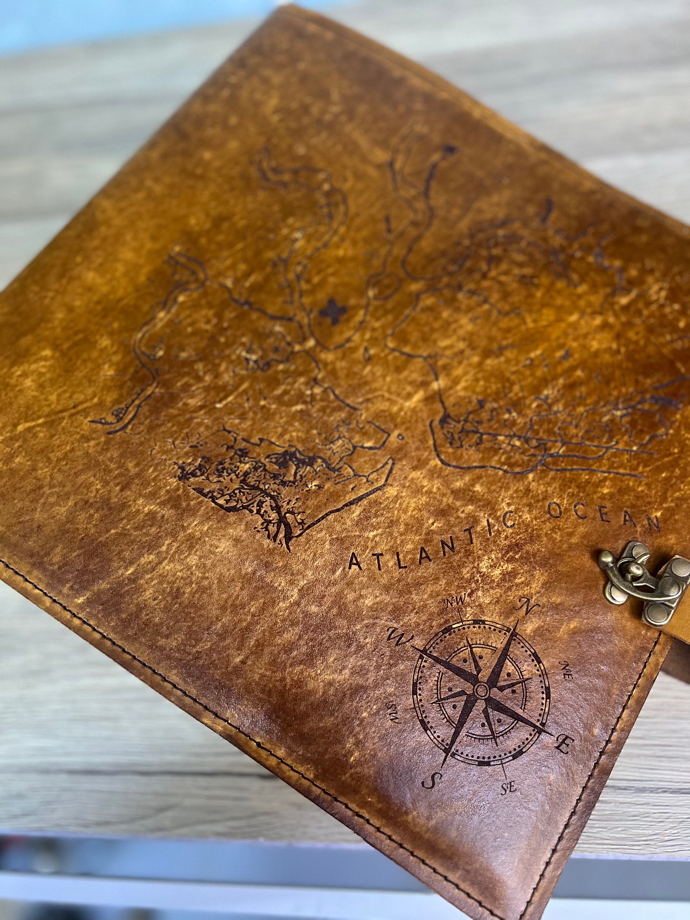 Personalized Leather Chief Charge Book, Map Carved Binder - Etsy