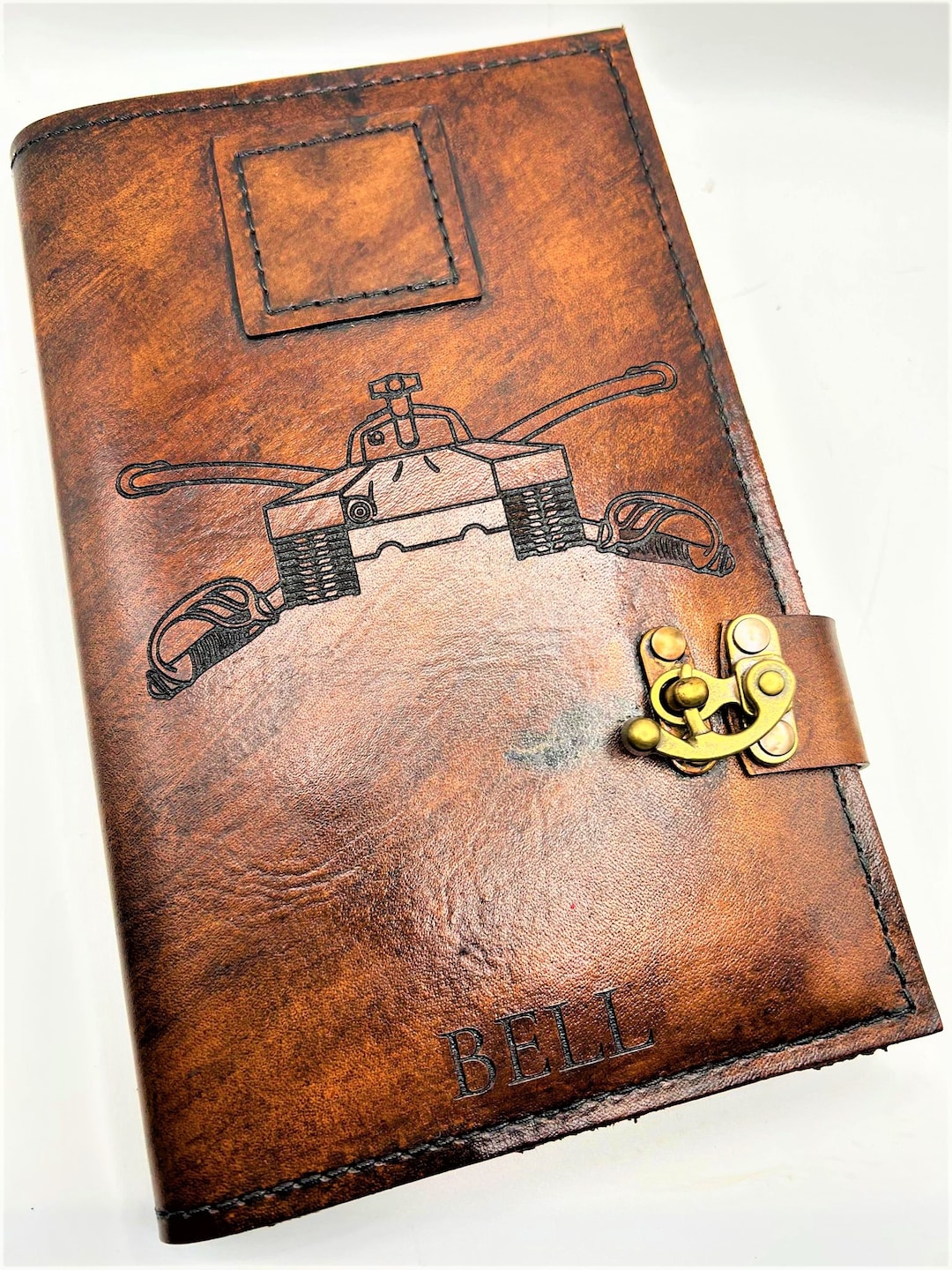 US Army Armor Insignia, Leather Green Book Cover, Military Notebook ...