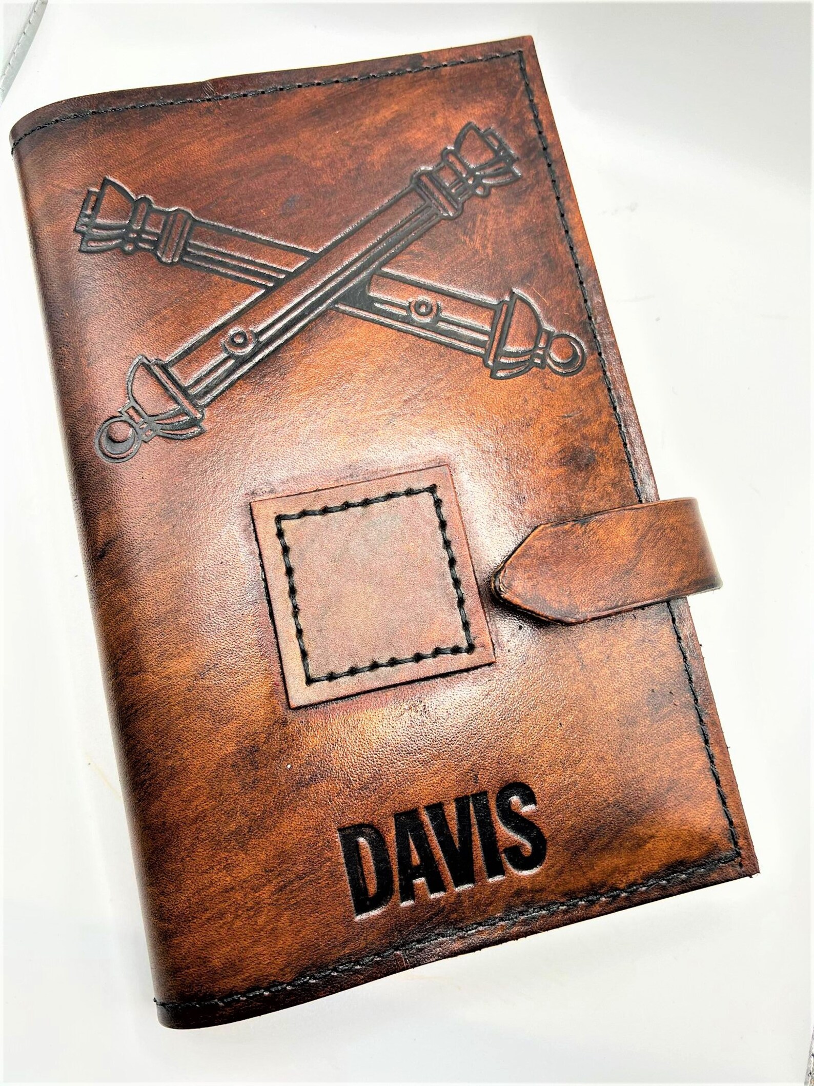Field Artillery Cross Cannons Leather Book Cover, Personalized Military ...