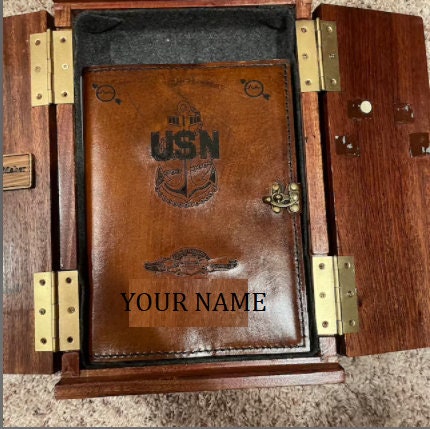 Custom Personalized Navy Chief Charge Book Leather Green Book | Etsy