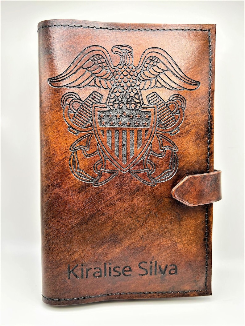 US Navy Officer Leather Book Cover – Personalized Military Journal - Etsy