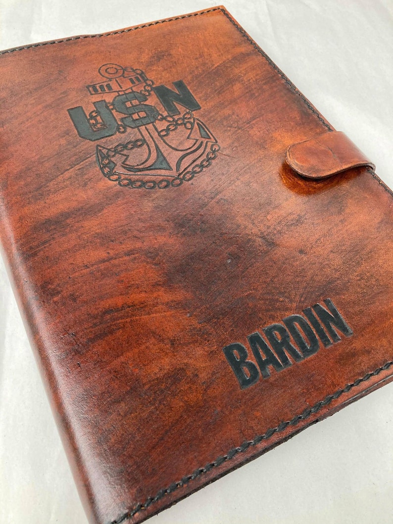 Single Anchor Navy Chief Charge Book Leather Journal Cover - Etsy
