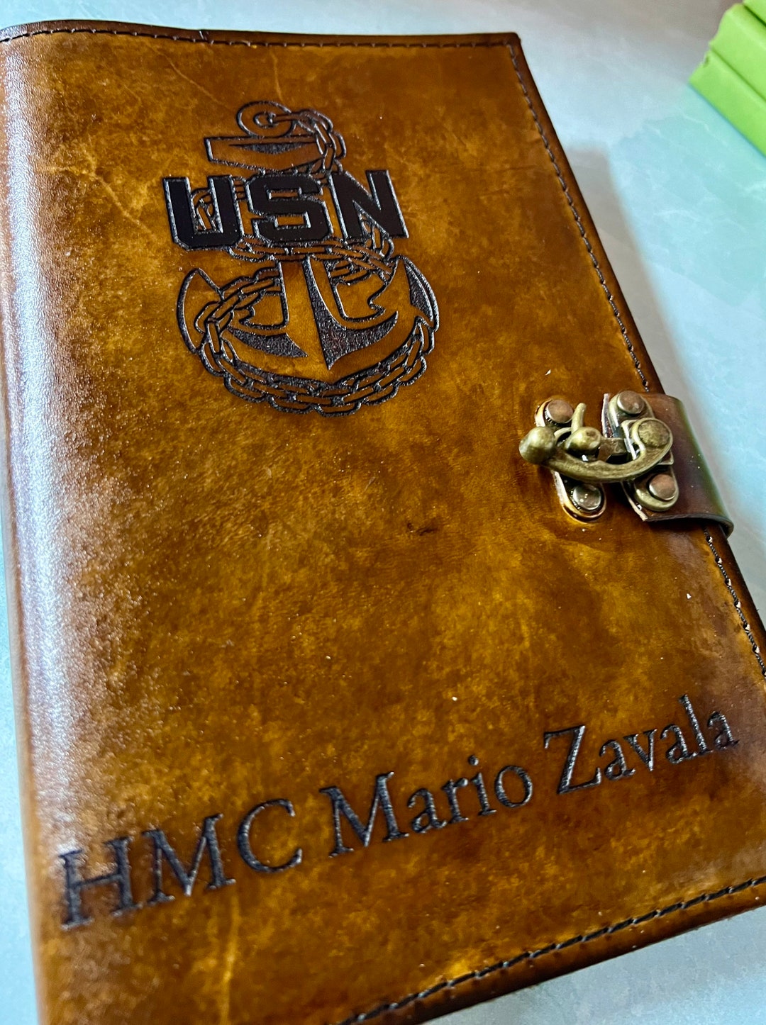 Single Anchor, Navy Chief Charge Book, Leather Journal Cover, Log Book ...