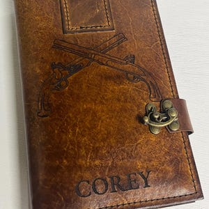 Personalized Leather Military Police Notebook Cover, Cross Pistols - Etsy