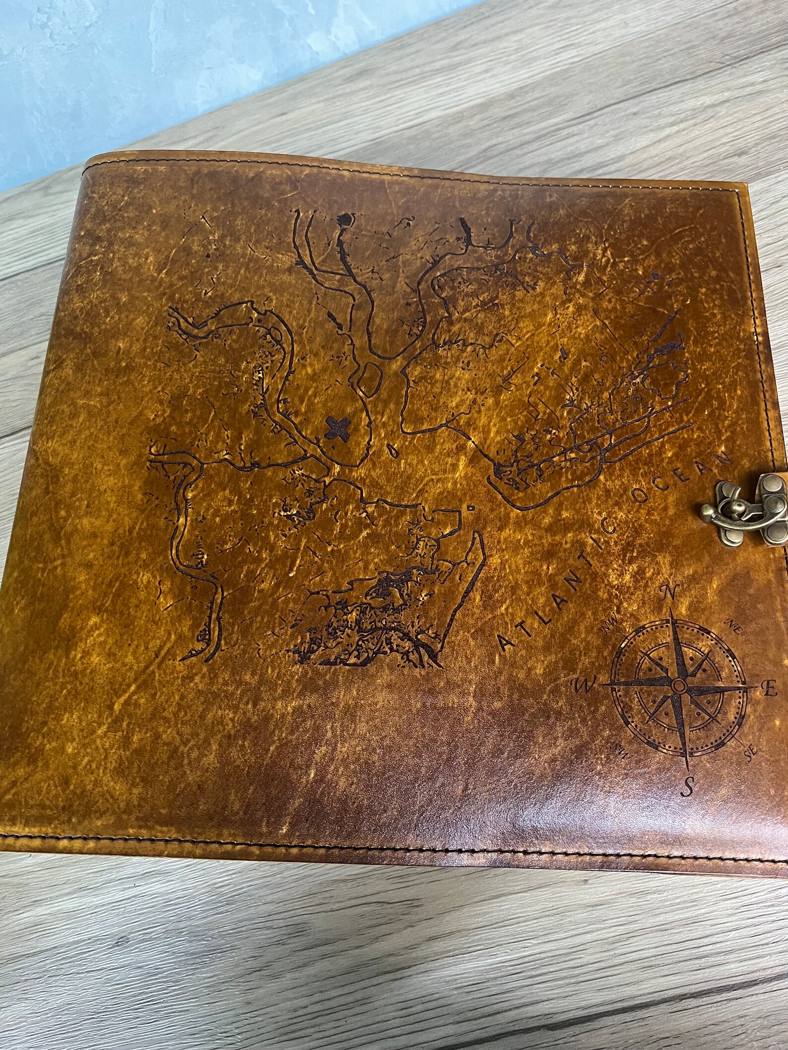Personalized Leather Chief Charge Book, Map Carved Binder - Etsy