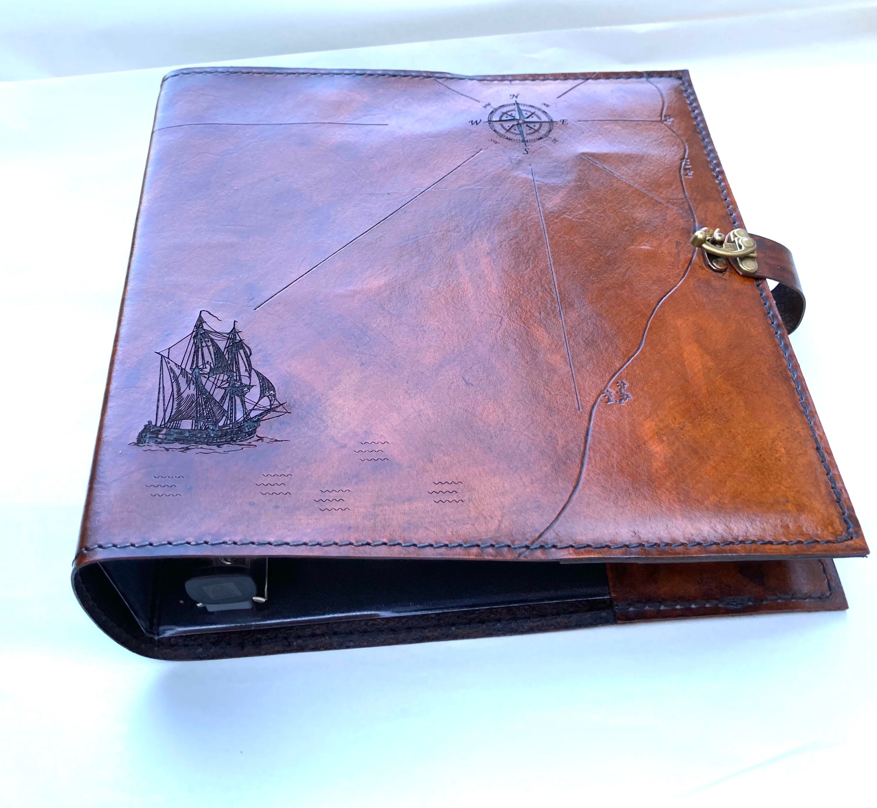 Pirate Map Leather Binder, Personalized Military Charge Book - Etsy