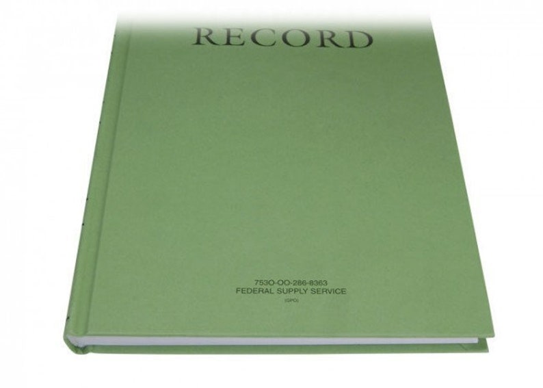 8.5"x14" REPLACEMENT Green Record Book - Military Green Record Book ...