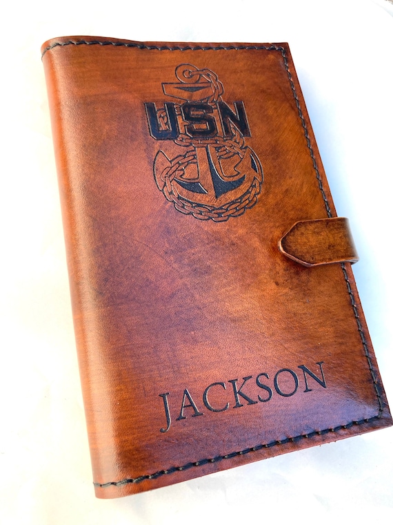 Single Anchor Navy Chief Charge Book Leather Journal Cover - Etsy