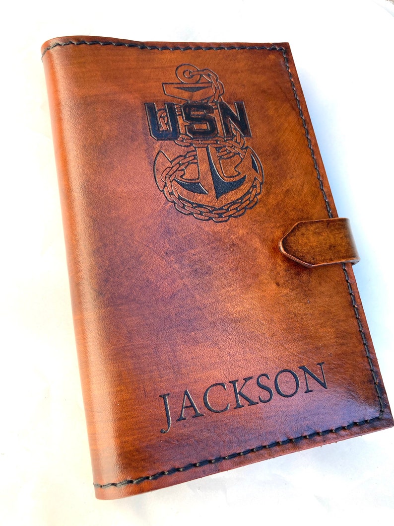 Single Anchor Navy Chief Charge Book Leather Journal Cover - Etsy