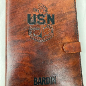 Single Anchor Navy Chief Charge Book Leather Journal Cover - Etsy