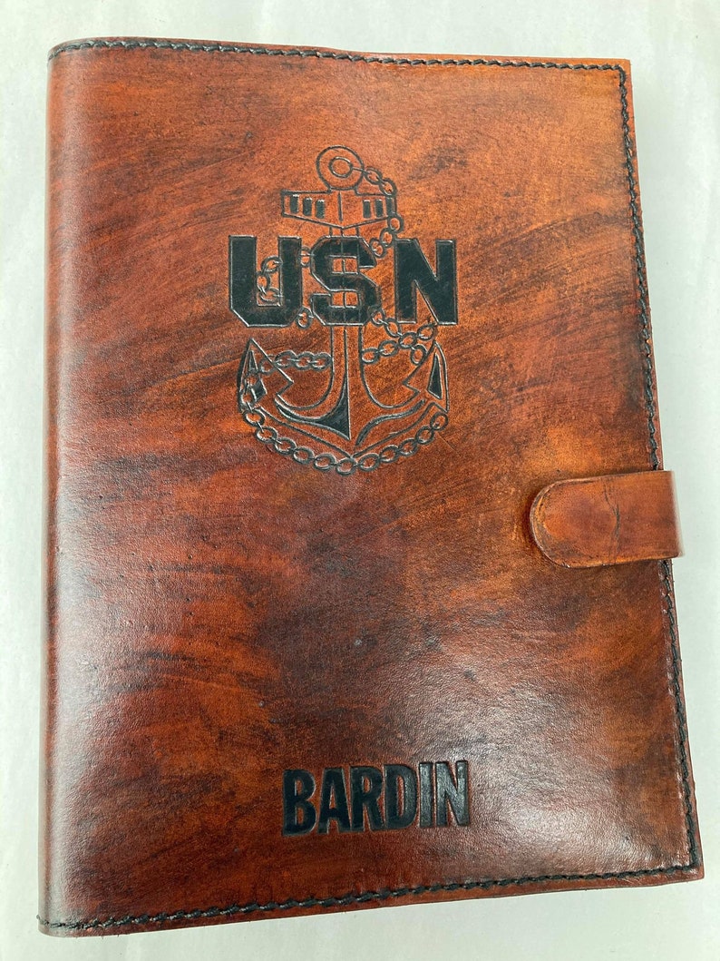 Single Anchor Navy Chief Charge Book Leather Journal Cover - Etsy