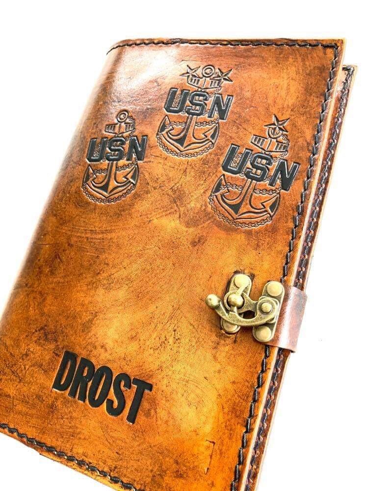 Custom Personalized Navy Chief Charge Book Leather Green Book | Etsy