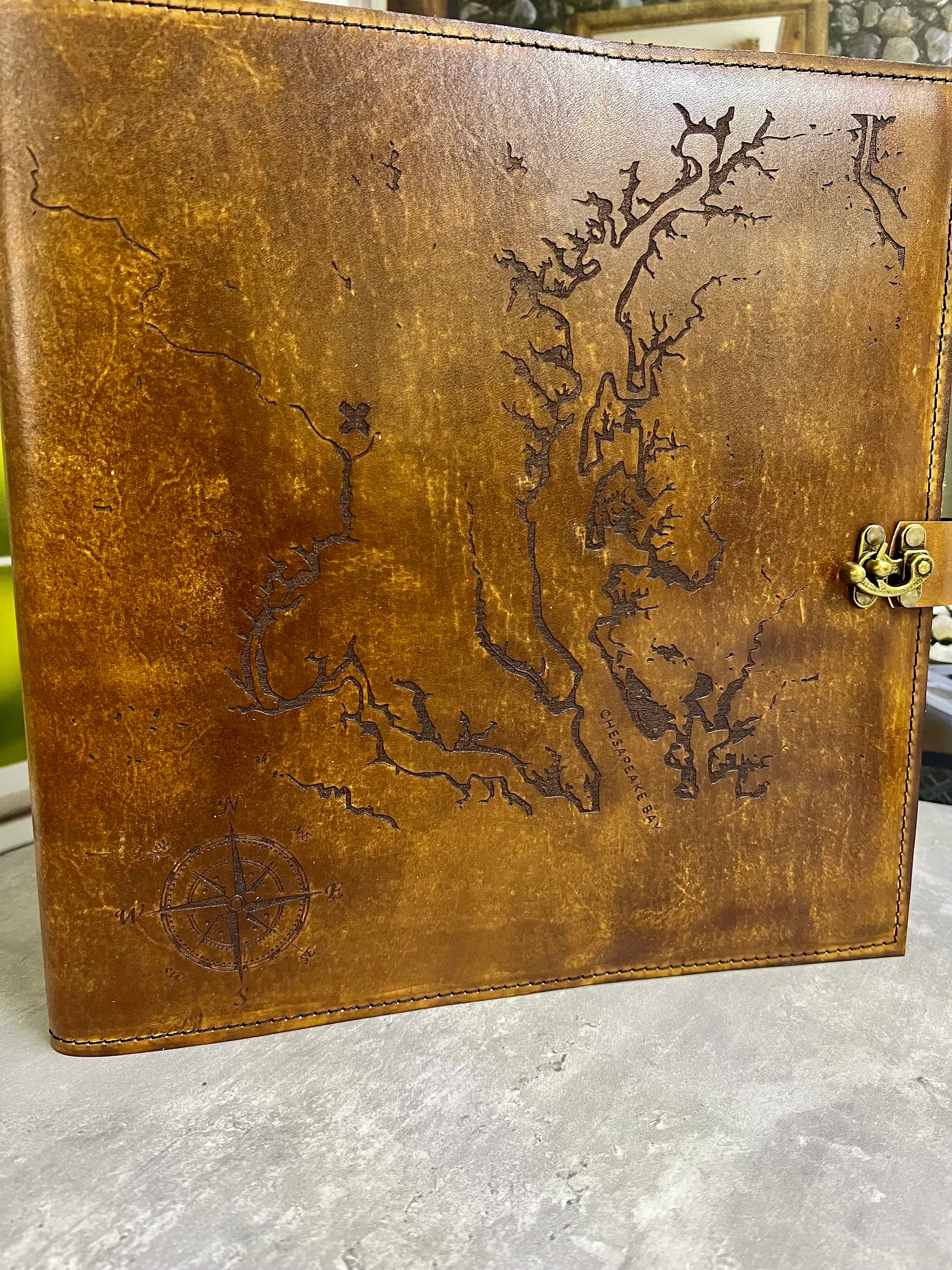 Personalized Leather Chief Charge Book, Map Carved Binder - Etsy