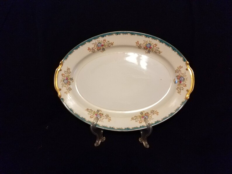 Vintage HIRA China From Japan 16 Oval Serving Platter Blue Floral ...