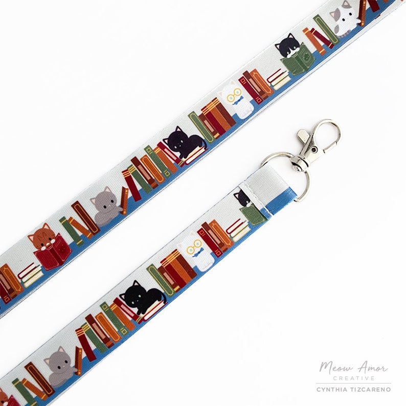 Book Cats Lanyard: Literary Cat Lover Accessory - Etsy