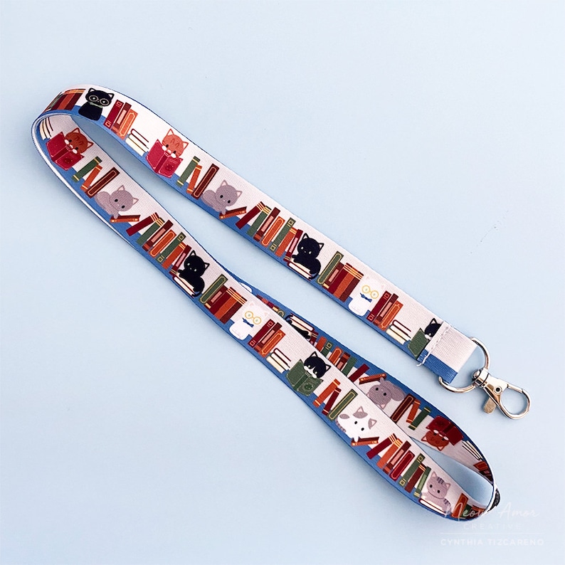 Book Cats Lanyard: Literary Cat Lover Accessory - Etsy