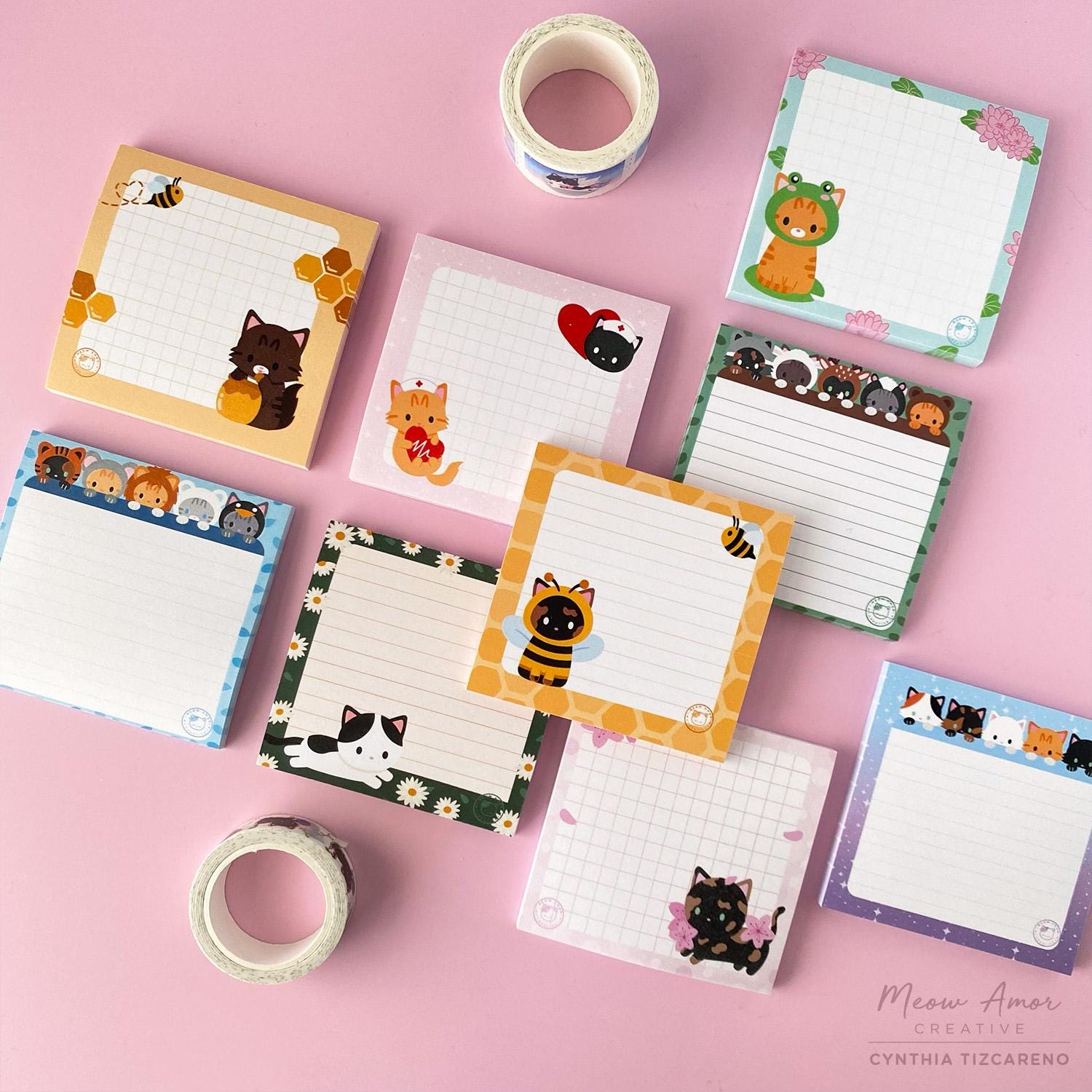 Book Cat Sticky Notes - Fun Cat Memo Pads for Bookworms and Cat Lovers ...