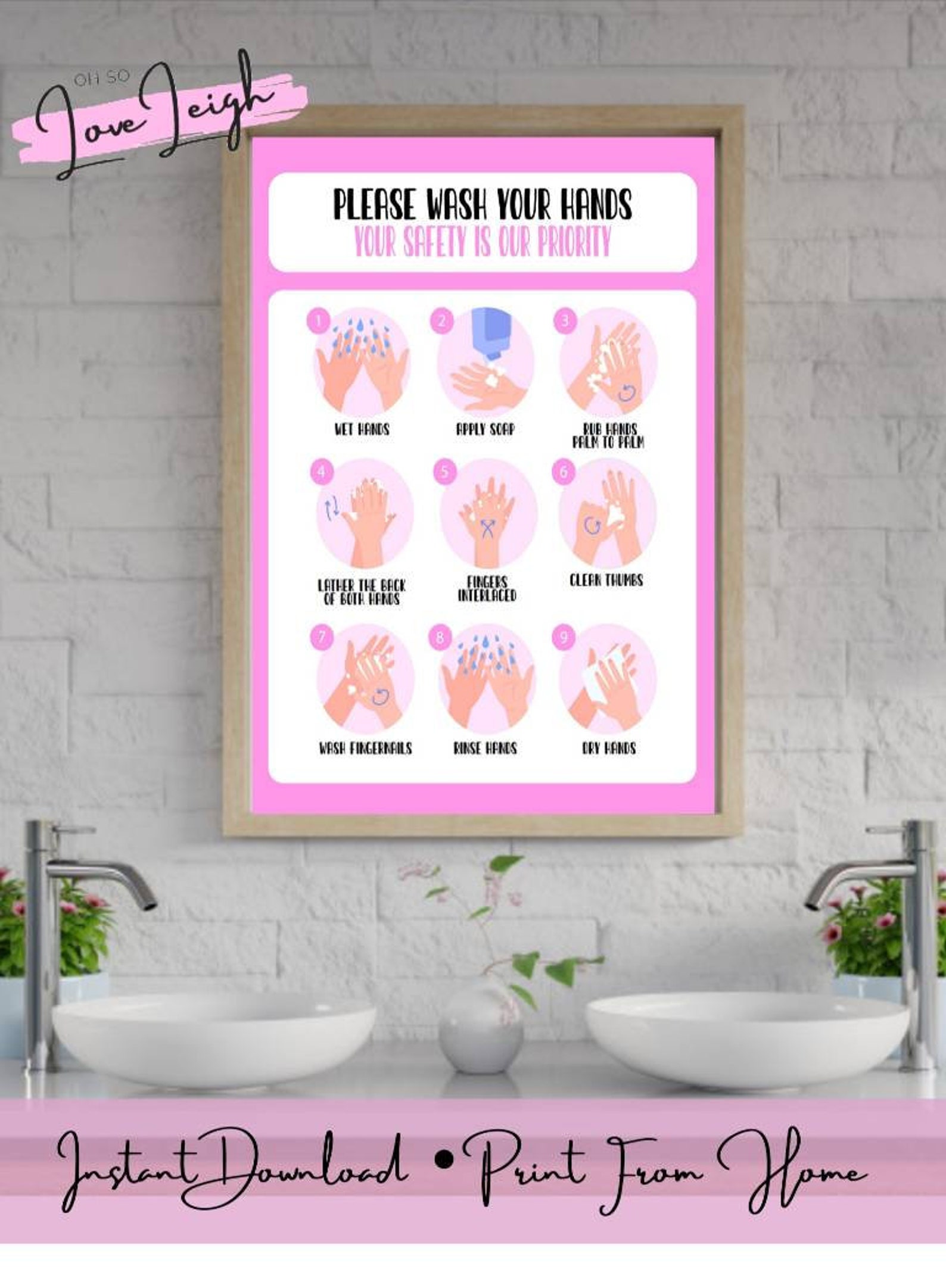 Hand Washing Instructions Printable A4 Download Print at - Etsy UK