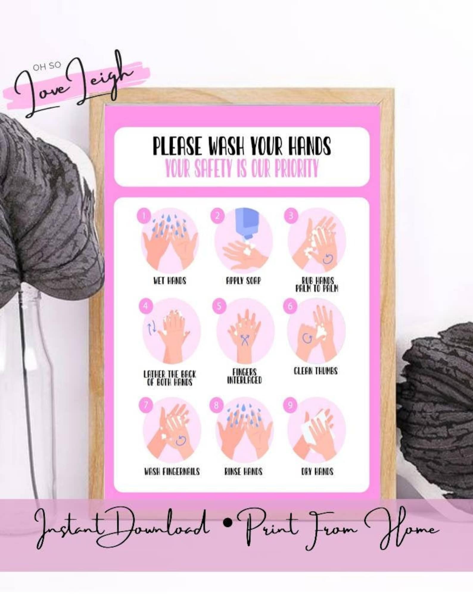 Hand Washing Instructions Printable A4 Download Print at Home Beauty ...