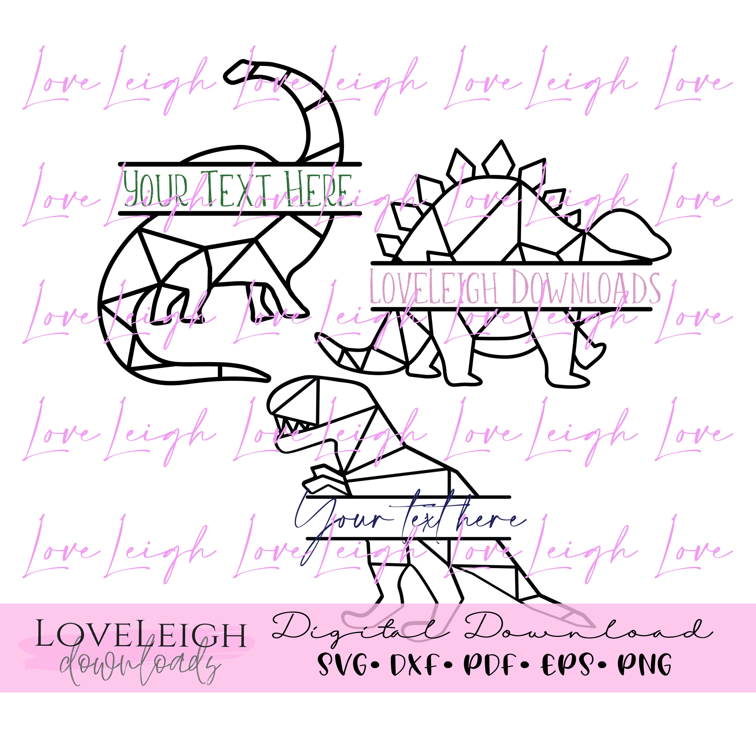 Geometric Dinosaurs Split Monogram SVG Geo Dinosaur PNG | Etsy