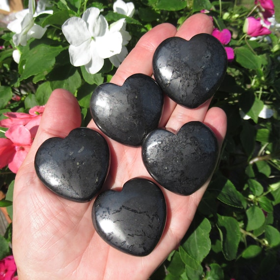 Shungite Pocket Heart One Carry Stone Palm Stone ITEM - Etsy
