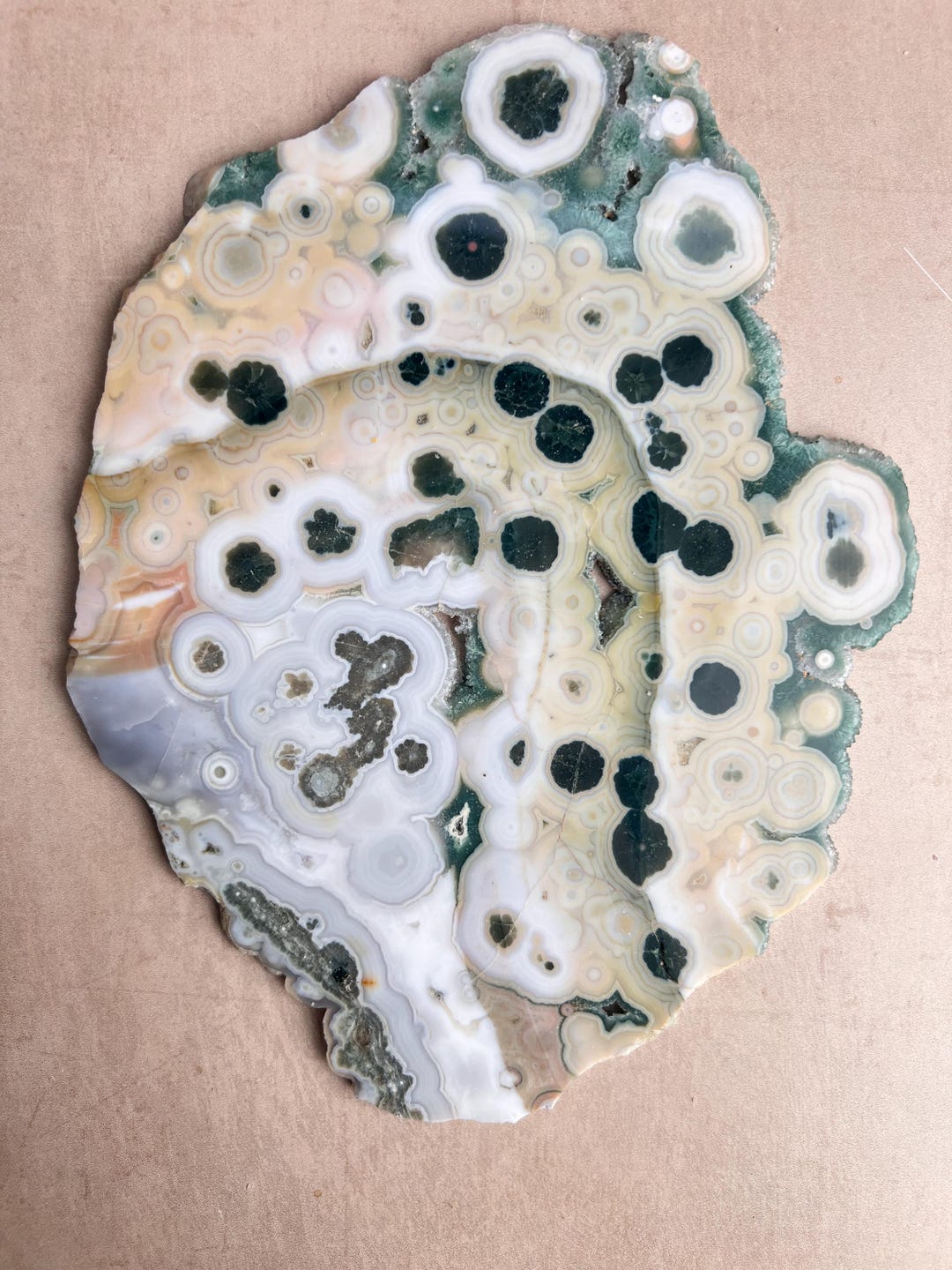 Vein 1 - 2 Pink Ocean Jasper Slab Highly Translucent W Flower Orbs - Etsy