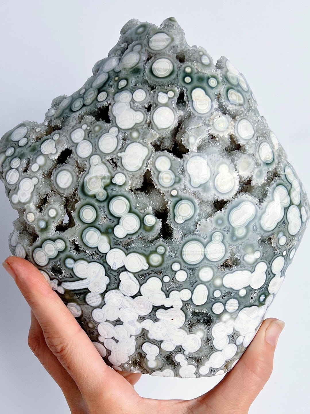 XL Ocean Jasper With Botryoidal Orbs & Crystal Druzy - Etsy